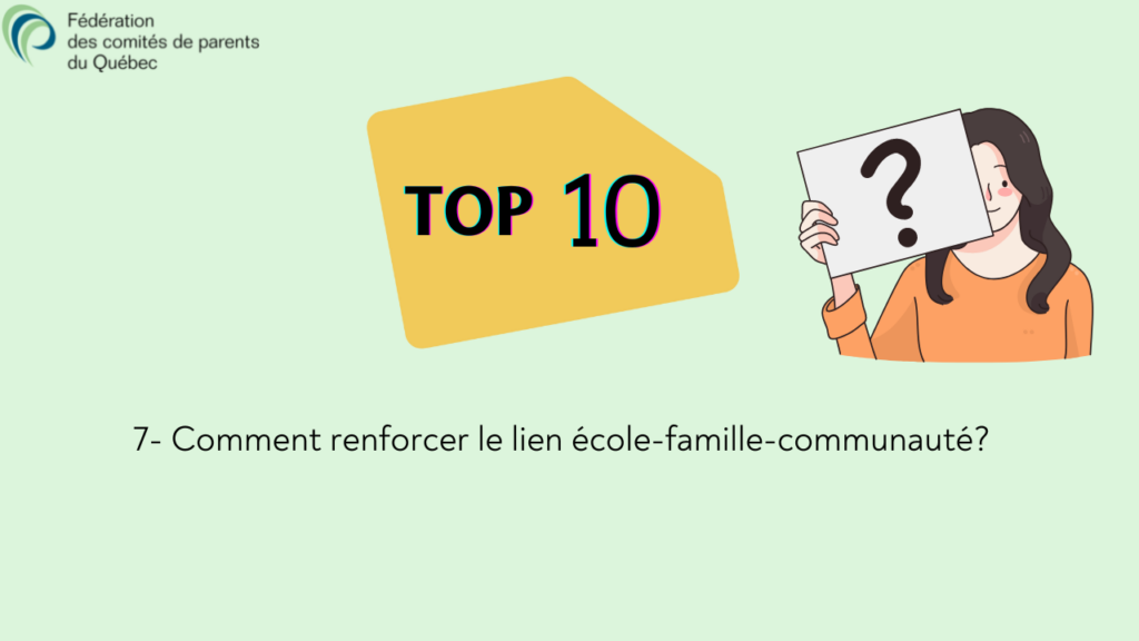 Top 10 : Lien école-famille-communauté - FCPQ